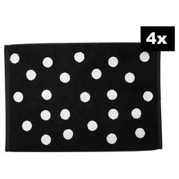 Badematte done. "DAILY SHAPES Dots 4er-Set", schwarz, H:5mm, Baumwolle, Badematten, Badvorleger aus 100% Baumwolle, Jacquardgewebt