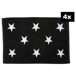 Badematte done. "DAILY SHAPES Stars 4er-Set", schwarz, H:5mm, Baumwolle, Badematten, Badvorleger aus 100% Baumwolle, Jacquardgewebt
