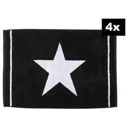 Badematte done. "DAILY SHAPES Star 4er-Set", schwarz, H:5mm, Baumwolle, Badematten, Badvorleger aus 100% Baumwolle, Jacquardgewebt