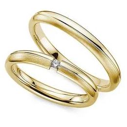 Phoenix Trauring PHÖNIX "Schmuck, Geschenk, Partnerring, Ehering, Goldring" Gr. 54, gelbgoldfarben, weiß, Fingerringe, 54, 0,03 SI = kleine Einschlüsse mit Brillant, Diamanten Gelbgold 333, 3mm, Diamanten, Gelbgold 333, Made in Germany - wahlweise mit oder ohne Brillant