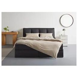 Boxspringbett "Addyson", braun (mud), B:190cm L:230cm, 100% Polyester, LeGer Home by Lena Gercke, Komplettbetten, Boxspringbett inkl. Topper, 2 Matratzen