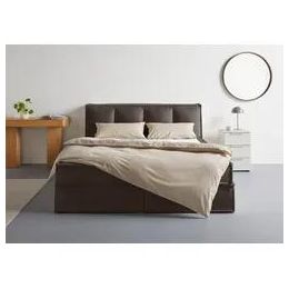 Boxspringbett "Addyson", braun, B:190cm L:230cm, 100% Polyester, LeGer Home by Lena Gercke, Komplettbetten, Boxspringbett inkl. Topper, 2 Matratzen