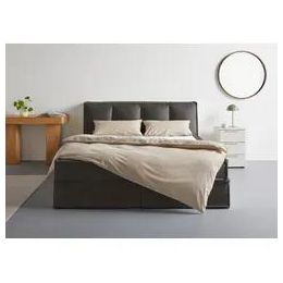 Boxspringbett "Addyson", grau (stone), B:170cm L:230cm, 100% Polyester, LeGer Home by Lena Gercke, Komplettbetten, Boxspringbett inkl. Topper, 2 Matratzen