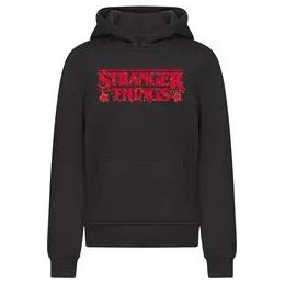 Kapuzensweatshirt ABSOLUTE CULT "ABSOLUTE CULT Kids Stranger Things - Christmas Logo Basic Hoody", Jungen, Gr. 122/128, schwarz, 65% Baumwolle, 35% Polyester, bedruckt, Sweatshirts