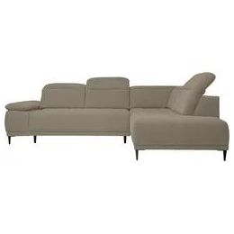 Ecksofa WERK2 "Memo Focus-L", beige, B:204cm H:82cm T:278cm, 100% Polyester, Sofas, Komfort nach Maß: Ausziehbare Sitztiefe, verstellbare Kopfteile & Füße