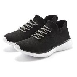 Sneaker Lascana, Damen, Gr. 38, schwarz, Obermaterial: 100% Textilmaterial. Futter: 100% Textilmaterial. Decksohle: 100% Textilmaterial. Laufsohle: 100% Synthetik, Glitzer, unifarben, Schuhe Slip-on-Sneaker, mit modischer Glitzerschnürung VEGAN