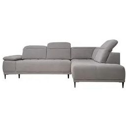 Ecksofa WERK2 "Memo Focus-L", grau, B:204cm H:82cm T:278cm, 100% Polyester, Sofas, Komfort nach Maß: Ausziehbare Sitztiefe, verstellbare Kopfteile & Füße