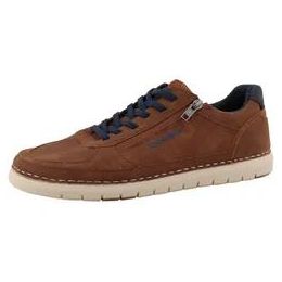 Sneaker Romika, Herren, Gr. 45, braun (cognacfarben), Nubuklederimitat, kontrastfarbene Details, Schuhe, Freizeitschuh, Halbschuh, Schnürschuh, Kontrastbesatz an der Ferse