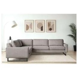 Ecksofa Places of Style "Pinto, XXL, 250/290 cm, langer Schenkel, Ottomane", silber grau, B:290cm H:85cm T:250cm, 100% Polyester, Sofas, Cord, Chenille, Lederoptik, mit Keder, Metallfüße, Wellenunterfederung