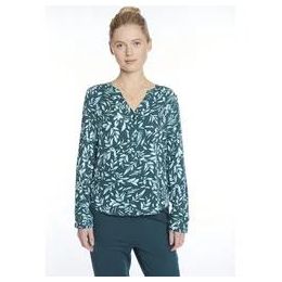 Druckbluse ZABAIONE "An44nabelle", Damen, Gr. M, n220 emerald, Web, Obermaterial: 100% Viskose, bedruckt, normal, V-Ausschnitt, mit Riegel 1-Knopf-Manschette krempelbar, Blusen