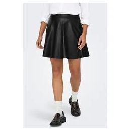 Lederimitatrock Only "ONLUNA FAUX LEATHER FLARED SKIRT OTW", Damen, Gr. S (36), schwarz, Web, Obermaterial: 100% Polyester, unifarben, regular fit kniefrei, Röcke