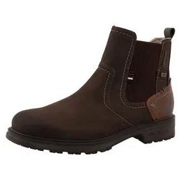 Chelseaboots Mustang SHOES "Marian", Herren, Gr. 44, mokka, Elastischer Einsatz, Lederimitat, Schuhe, Stiefelette, Boots mit Warmfutter