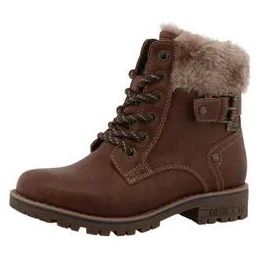 Winterstiefel Mustang SHOES "Matilde", Kinder, Gr. 39, braun, Lederimitat, Textil, Basic, Schuhe, Oudoorboots, Schnürstiefel mit Warmfutter