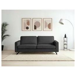 3-Sitzer Places of Style "Maxi-Ausführung Pinto, 236 cm, Cord, Chenille, Lederoptik", dunkelgrau, B:236cm H:85cm T:97cm, 100% Polyester, Sofas, mit Keder, schwarze Metallfüße, Wellenunterfederung