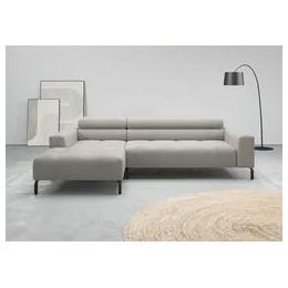 Ecksofa Home Affaire "Ecksofa Claya, L-Form, Kopfteilverstellung, Breite 258 cm", grau, B:258cm H:71cm T:179cm, 95% Polyester, 5% Nylon, Sofas, Moderne Steppung, weicher Polsteraufbau & saugroboterfreundliche Höhe