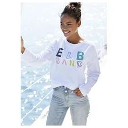 Sweatshirt ELBSAND "Aliisa", Damen, Gr. XXL(44), weiß, Sweatware, Obermaterial: 95% Baumwolle, 5% Elasthan, unifarben, figurumspielend hüftlang, Rundhals, Sweatshirts, mit Logodruck vorne, Basic-Passform, sportlich-casual