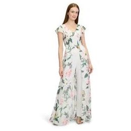 Overall Vera Mont "Damen Jumpsuit kurzarm", Damen, Gr. 38, rosa (cream, rosé), Jersey, Obermaterial: 100% Polyester. Futter: 100% Polyester., ausgestellt, V-Ausschnitt, Overalls Volantrock, Druck
