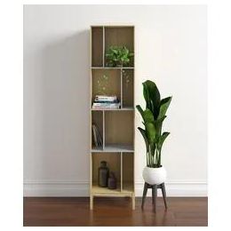 Bücherregal WOODMAN "Abbeywood", grau (eiche, grau), B:45cm H:185cm T:35cm, Regale, Holzfurnier aus Eiche, FSC-zertifiziert