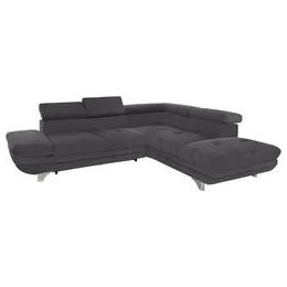 Ecksofa COTTA "Enterprise L-Form", grau, B:273cm H:72cm T:237cm, Struktur (100% Polyester );Chenille (90% Polyester; 10% Polyamid ), Sofas, mit Arm- & Kopfteilverstellung, wahlweise mit Bettfunktion