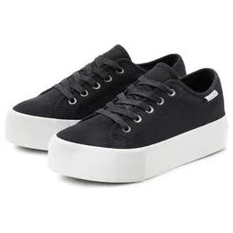 Sneaker Lascana, Damen, Gr. 38, schwarz, Obermaterial: 100% Textilmaterial. Futter: 100% Textilmaterial. Decksohle: 100% Textilmaterial. Laufsohle: 100% Synthetik, unifarben, Schuhe Plateausneaker, Schnürhalbschuh, Freizeitschuh aus Textil mit Plateausohle