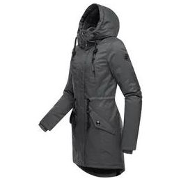 Wintermantel Ragwear "Elsie Melange", Damen, Gr. S (36), schwarz, Obermaterial: 100% Polyester, Innenfutter: 100% Polyester, Wattierung: 100% Polyester, figurumspielend ca. Mitte Oberschenkel, Ärmel ohne Ärmelschlitz Rippstrickbündchen mit Daumenlöchern, Mäntel, Wasserdichter Winterparka mit Kapuze und Teddyfleece
