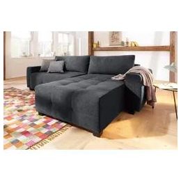 Ecksofa Home Affaire "Bella L-Form, B: 254 cm", grau (anthrazit), B:254cm H:87cm T:162cm, Microfaser PRIMABELLE (100% Polyester);Struktur fein ( 100% Polyester);Zierkissen: 100% Polyester;Microfaser Antiklederoptik (100% Polyester), Sofas, mit 2 Zierkissen, optional Bettfunktion & Bettkasten, Federkern