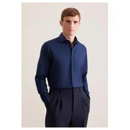 Businesshemd Seidensticker "Schwarze Rose", Herren, Gr. XL (43), normale Ärmellängen, blau (dunkelblau), 100% Baumwolle, unifarben, tailored fit, 2-Knopf-Manschette, Hemden, Shaped 1/1 Kentkragen Uni
