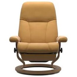 Relaxsessel stressless "Consul", gelb (honey paloma), B:85cm H:100cm T:77cm, Leder BATICK: BATICK ist ein leicht korrigiertes, durchgefärbtes und genarbtes Möbelleder, bei dem die meisten Unebenheiten und Spuren in der Regel entfernt wurden.;Leder PALOMA: PALOMA ist ein durchgefärbtes Semianilin-Möbelleder mit natürlicher Narbung.;ROHLEDER Stoff Q2 FARON: Ein fester zuverlässiger Bouclé mit einem 