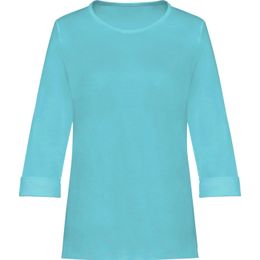 Damen Rundhalsshirt mit 3/4-langen &Auml;rmeln t&uuml;rkis, Gr&ouml;&szlig;e 38
