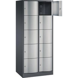 C+P 5er-Schlie&szlig;fachschrank Resisto, 2 Abteile, schwarzgrau / wei&szlig;aluminium