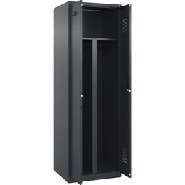 Schwarz-Wei&szlig;-Spind Evolo PLUS, 1 Abteil, Trennwand verk&uuml;rzt, grau, B 600 mm, mit Bodengleitern, Zylinderschloss kaiserkraft