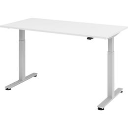 Schreibtisch, elektrisch höhenverstellbar, gerade, BxT 1600 x 800 mm, weiß/alusilber kaiserkraft