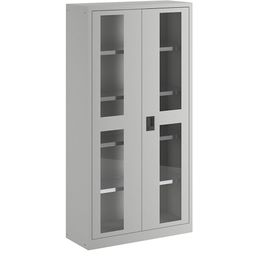 LISTA Fl&uuml;gelt&uuml;rschrank, Sichtfenstert&uuml;ren, HxB 1950 x 1000 mm, Tiefe 400 mm, lichtgrau RAL 7035