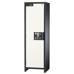 ASECOS Feuerbest&auml;ndiger Industrie-Gefahrstoffschrank Typ 90, HxBxT 1955 x 600 x 615 mm, 1-t&uuml;rig, reinwei&szlig;