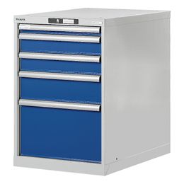 LISTA Werkbank-Baukastensystem, Unterbauschrank, H&ouml;he 800 mm, 5 Schubladen, enzianblau