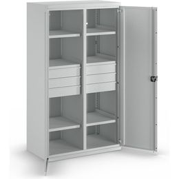 eurokraft pro Schwerlastschrank aus Stahl, 6 Fachböden, 6 Schubladen 120 mm hoch, lichtgrau/lichtgrau