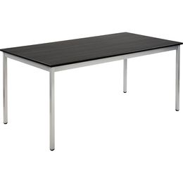 eurokraft basic Mehrzwecktisch, rechteckig, HxBxT 740 x 1600 x 800 mm, Platte Esche-Dekor dunkelgrau, Gestell weißaluminium