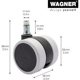 Wagner Drehstuhlrollen-Set, Radbreite 57 mm, &Oslash; 60 mm, TPR