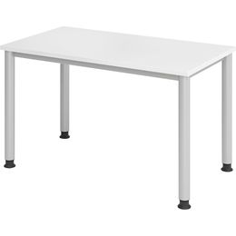 eurokraft pro RENATUS - Schreibtisch Mini-Office 4, 4-Fuß-Gestell, Breite 1200 mm, weiß, Rundstahlrohr