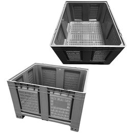 Palettenbeh&auml;lter, aus HDPE, LxBxH 1200 x 1000 x 790 mm, 4 F&uuml;&szlig;e, geschlitzt, grau kaiserkraft