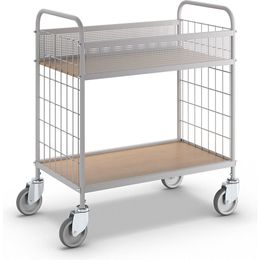 eurokraft pro Büro-Etagenwagen, Tragfähigkeit 150 kg, mit 2 Etagen, 4 Lenkrollen, Rad-Ø 125 mm