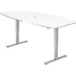 Konferenztisch, BxT 2200 x 1030 mm, elektrisch höhenverstellbar 720 - 1190 mm, weiß kaiserkraft
