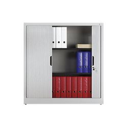 C+P Rollladenschrank mit Horizontal-Jalousie, HxBxT 1230 x 1200 x 420 mm, 2 Fachböden, 3 Ordnerhöhen, lichtgrau