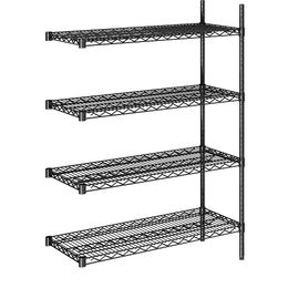 Stahldraht-Gitterregal, schwarz, Fachlast 250 kg, BxT 910 x 460 mm, Anbauregal, Höhe 1370 mm, 4 Fachböden kaiserkraft