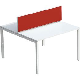 easyDesk Tischtrennwand f&uuml;r Teamschreibtische, Breite 1600 mm, Bezug rot