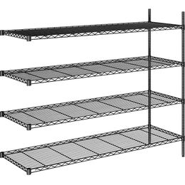Stahldraht-Gitterregal, schwarz, Fachlast 100 kg, BxT 1520 x 610 mm, Anbauregal, Höhe 1370 mm, 4 Fachböden kaiserkraft