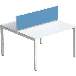 easyDesk Tischtrennwand f&uuml;r Teamschreibtische, Breite 1600 mm, Bezug blau