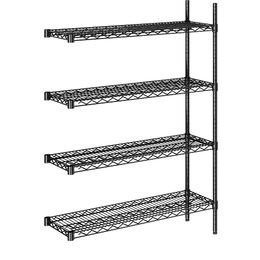 Stahldraht-Gitterregal, schwarz, Fachlast 250 kg, BxT 910 x 360 mm, Anbauregal, Höhe 1370 mm, 4 Fachböden kaiserkraft