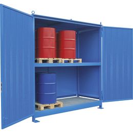 eurokraft pro Gefahrstoff-Regalcontainer, Kapazität 16 x 200-l-Fässer, blau