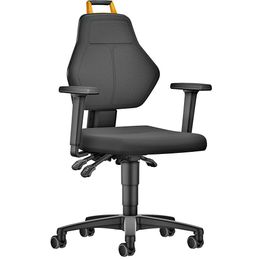 eurokraft pro Arbeitsdrehstuhl, schwarz, mit Rollen, Textilbezug